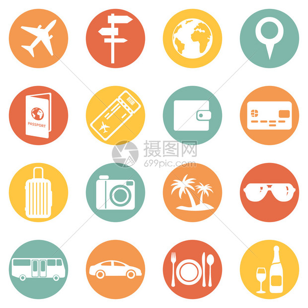 矢量集的旅行和度假图标插画图片下载-正版图片402269641-摄图网