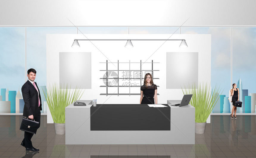 办公室或宾馆的接待台有人插画图片下载-正版图片402270397-摄图网