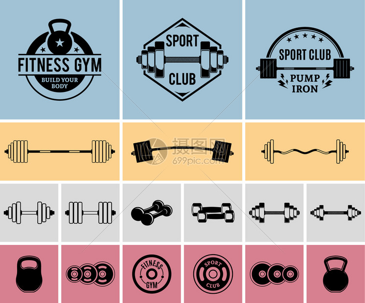 健身和健身标签模板以及您工作的设计要素请访问InfoFin插画图片下载-正版图片402271729-摄图网