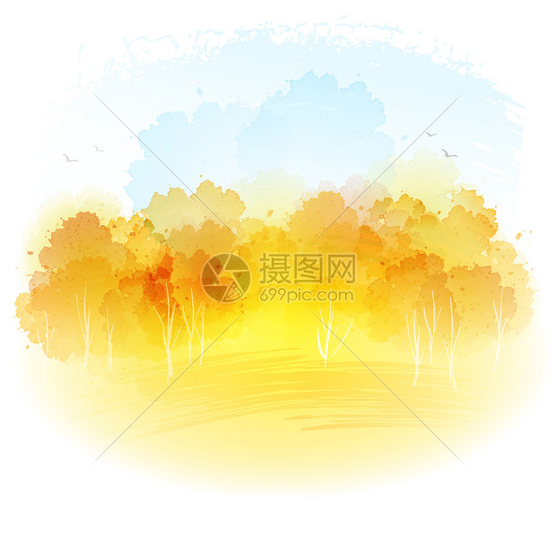 水彩秋天风景矢量图解插画图片下载-正版图片402278693-摄图网