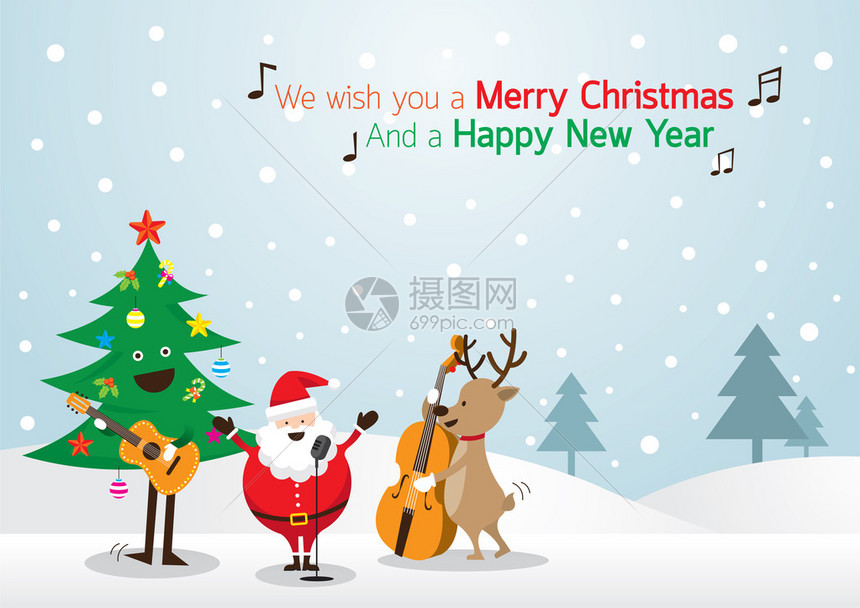 人物圣诞快乐新年快乐插画图片下载-正版图片402285395-摄图网