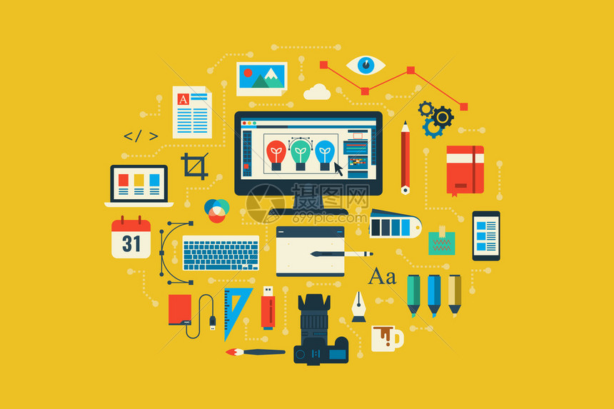 平面设计平面设计概念与图插画图片下载-正版图片402286740-摄图网