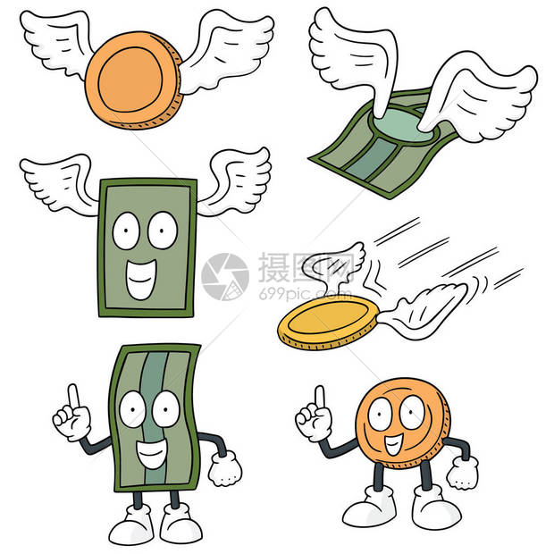 向量组的钱卡通插画图片下载-正版图片402306901-摄图网