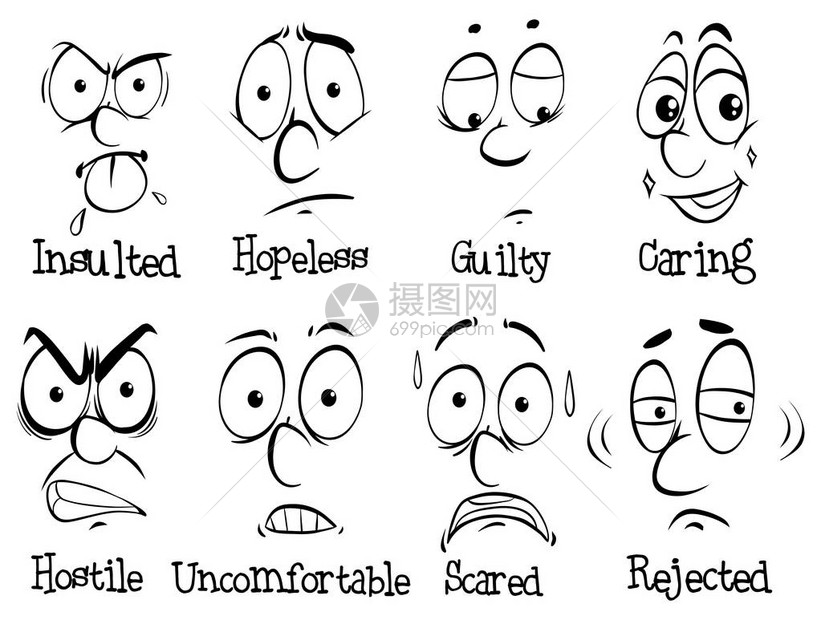带有插图的面部表情插画图片下载-正版图片402314282-摄图网
