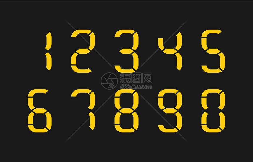 黑色背景上的黄色数字序列123456789插画图片下载-正版图片402315188-摄图网