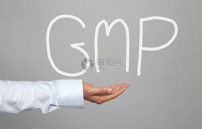 商人手掌和手画文本的GMP系统插画图片下载-正版图片402321200-摄图网