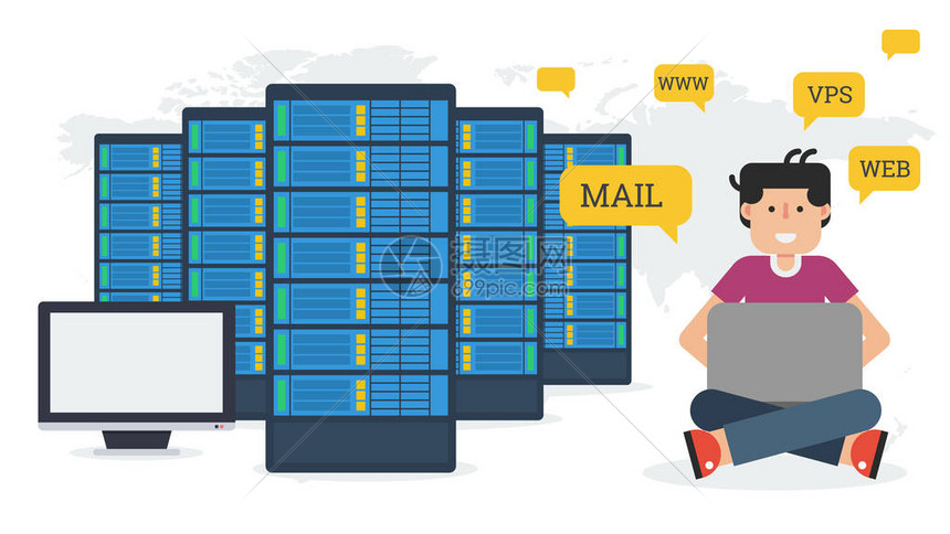长矢量横幅网络主机管理拥有平板计算机插画图片下载-正版图片402325031-摄图网