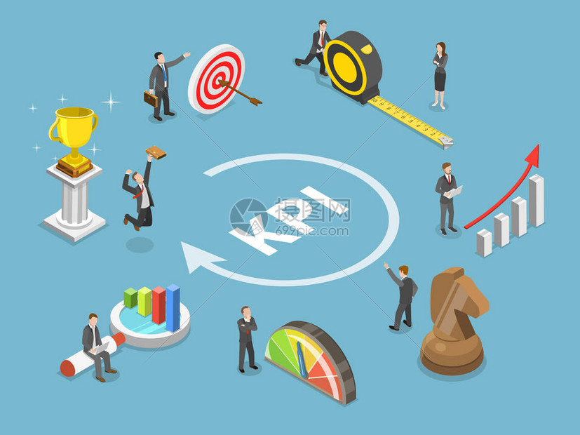 关键能指标平面等距矢量概念将主要KPI点呈现为以下目标度量优化策略插画图片下载-正版图片402341072-摄图网