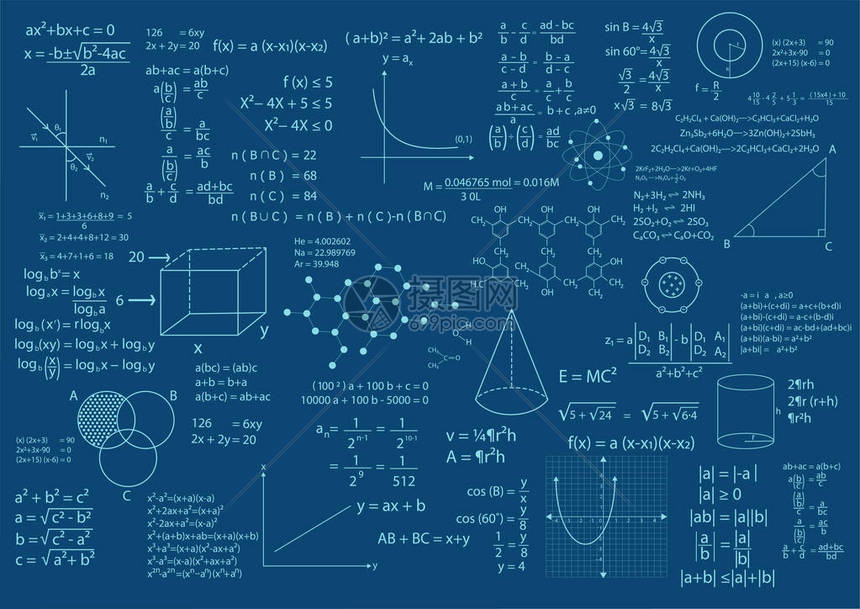 数学计算公式和计算背插画图片下载-正版图片402345847-摄图网