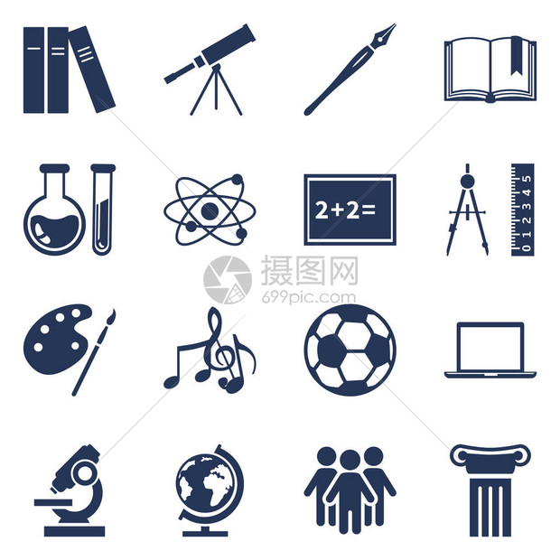 Silhouette图标的矢量集学校科目图插画图片下载-正版图片402351958-摄图网
