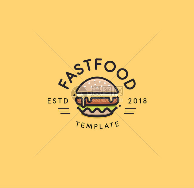 快餐矢量标志模板热汉堡设计汉堡标志芝士插画图片下载-正版图片402352571-摄图网