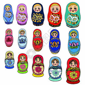 Matryoshka俄罗斯民间木偶Babushka娃白色背插画图片下载-正版图片402325593-摄图网