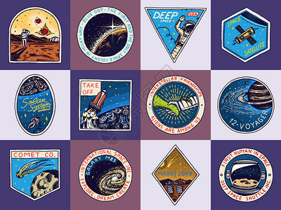 火星任务标志探索天文星系和太空太空人宇航员的冒险行星和卫星徽章会徽T恤贴纸复古插画图片下载-正版图片402356266-摄图网