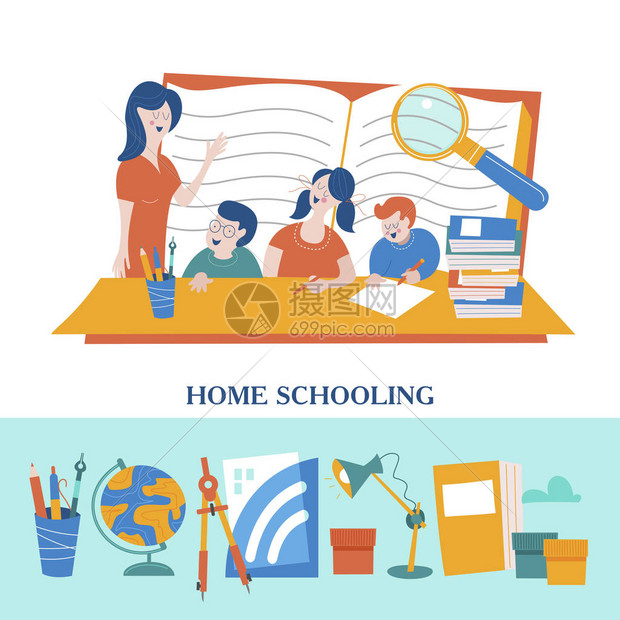 家庭教育的概念大家庭和残疾儿童家庭的家庭教育插画图片下载-正版图片402368036-摄图网