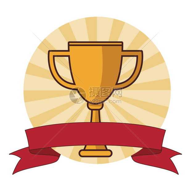 冠军奖杯横幅卡通矢量插画平面设计插画图片下载-正版图片402370058-摄图网
