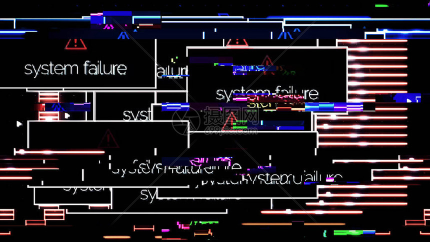 具有系统损坏错误消息和信号噪声网络安全概念的抽象笔记本电脑屏幕计算机显示器上的系统故障弹出窗口变为正插画图片下载-正版图片402376129-摄图网