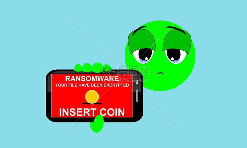 在移动电话屏幕上显示Ransomware的表情说明插画图片下载-正版图片402380607-摄图网