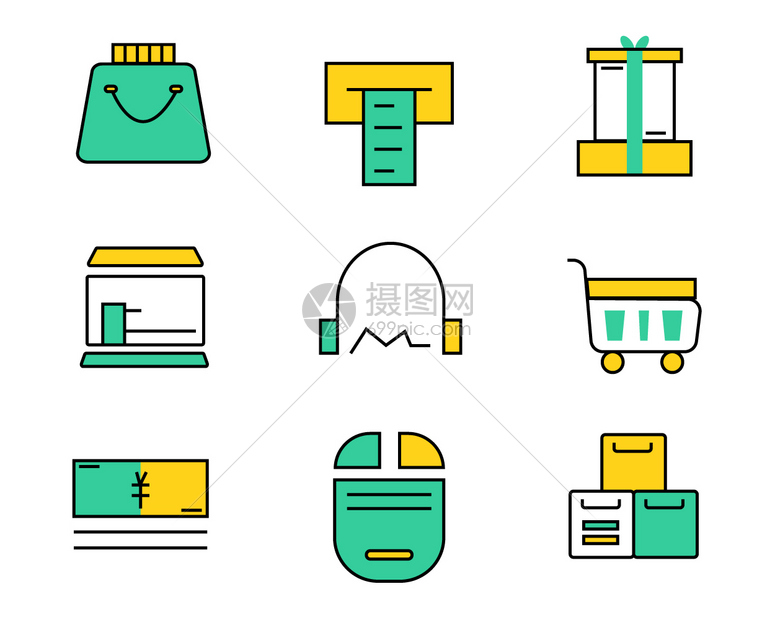 绿色ICON图标购物元素套图svg图标插画图片下载-正版图片402395967-摄图网