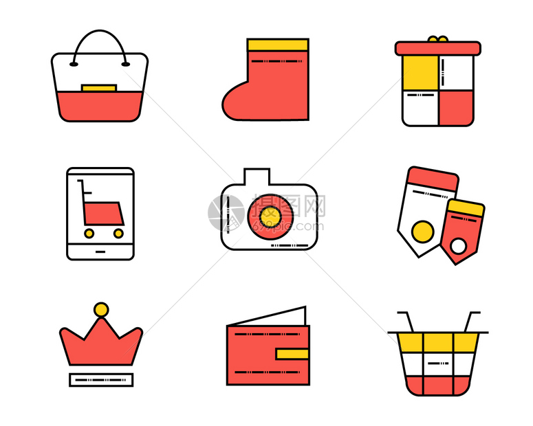 红色ICON图标购物元素套图svg图标插画图片下载-正版图片402395968-摄图网