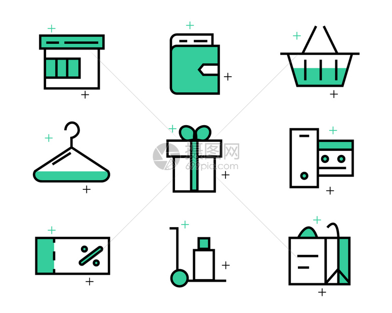 绿色ICON图标购物元素套图svg图标插画图片下载-正版图片402395983-摄图网