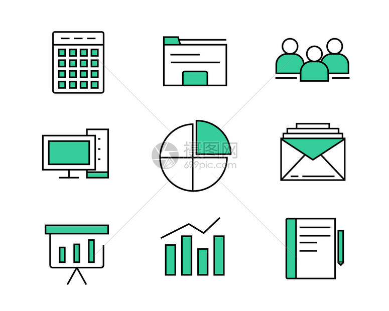 绿色ICON图标商务电脑元素套图svg图标插画图片下载-正版图片402396665-摄图网