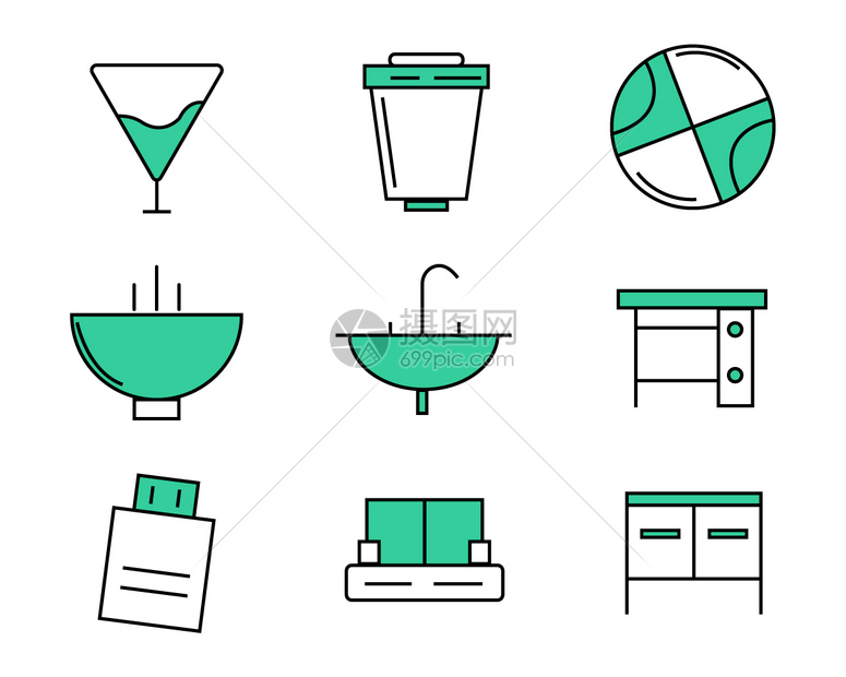 绿色ICON图标生活用品类元素套图svg图标插画图片下载-正版图片402396676-摄图网