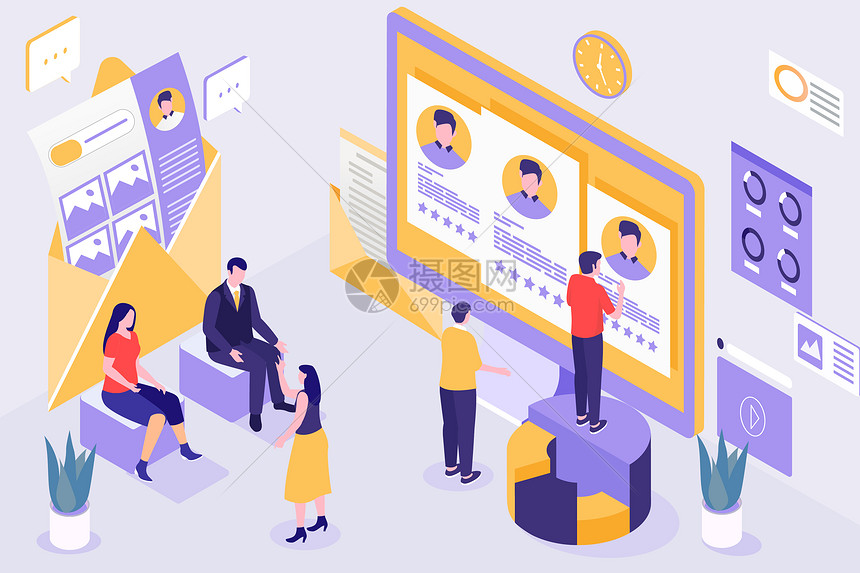 2.5D求职招聘矢量插画插画图片下载-正版图片402397267-摄图网