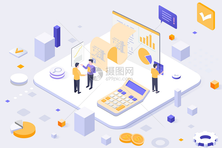 商务办公财务2.5D矢量插画插画图片下载-正版图片402397285-摄图网