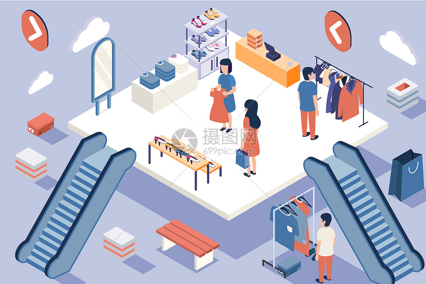 2.5D商场购物矢量插画插画图片下载-正版图片402397292-摄图网