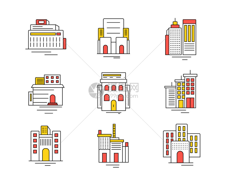 彩色ICON图标建筑物SVG图标元素套图插画图片下载-正版图片402397809-摄图网