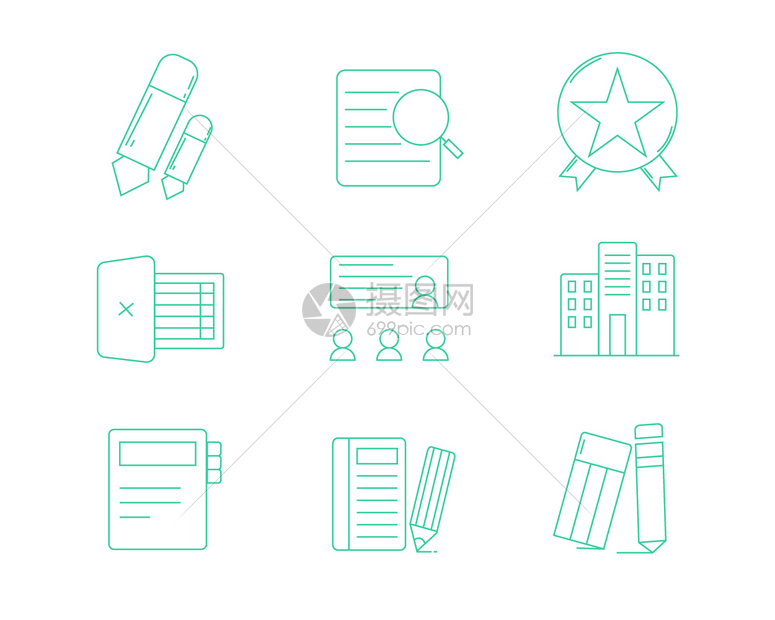 绿色ICON图标教育SVG图标元素套图插画图片下载-正版图片402399398-摄图网