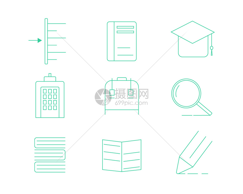 绿色ICON图标教育SVG图标元素套图1插画图片下载-正版图片402399400-摄图网