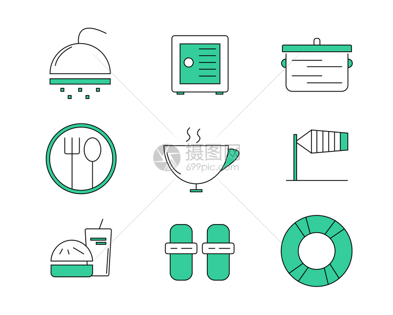 绿色ICON图标旅游SVG图标元素套图插画图片下载-正版图片402399429-摄图网