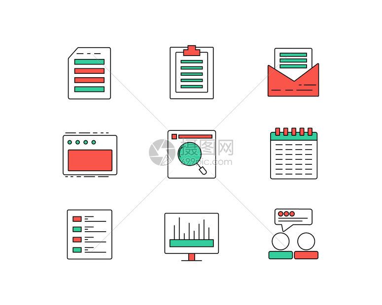 彩色ICON图标办公SVG图标元素套图插画图片下载-正版图片402400502-摄图网