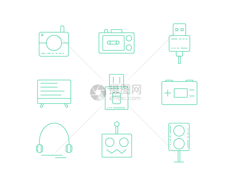 绿色ICON图标电子设备SVG图标元素套图插画图片下载-正版图片402400556-摄图网