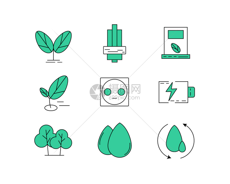 绿色ICON图标环保SVG图标元素套图插画图片下载-正版图片402400569-摄图网