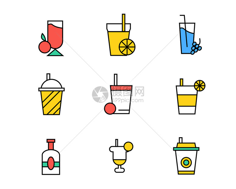 彩色酒水饮料图标矢量SVG图标元素套图5插画图片下载-正版图片402400603-摄图网
