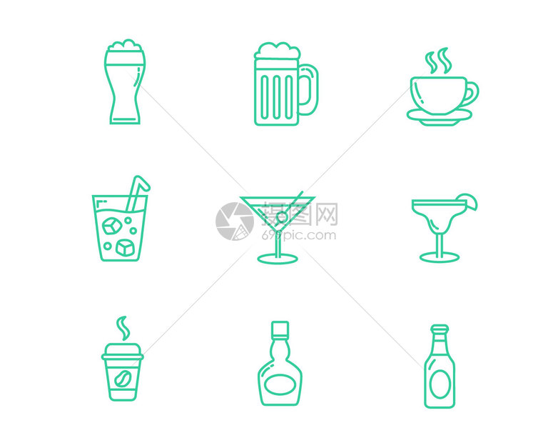 绿色酒水饮料图标svg图标元素套图657插画图片下载-正版图片402400624-摄图网