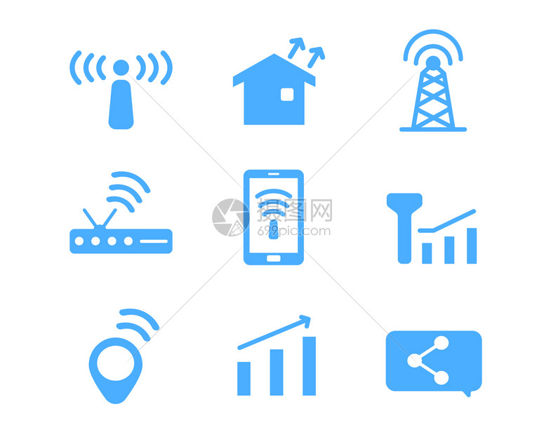 蓝色通信图标信号svg图标元素套图插画图片下载-正版图片402400681-摄图网