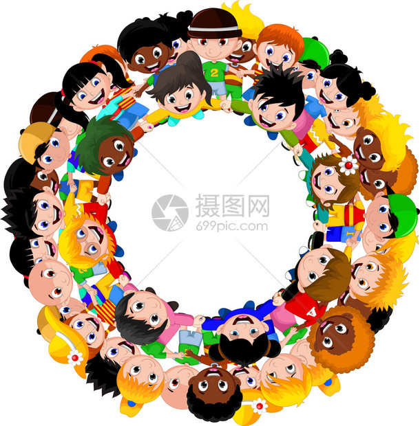 快乐的孩子们不同的种族插画图片下载-正版图片402407600-摄图网