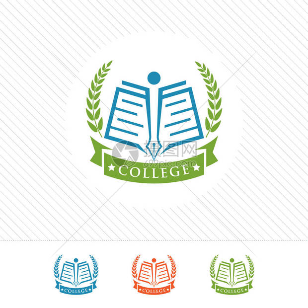 本书的标志设计矢量为学院或大学创意logo的概念书笔和人插画图片下载-正版图片402409205-摄图网