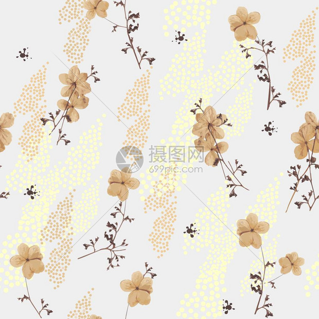 深棕色和米色的绣球花植物在白色背景上的无缝图案插画图片下载 正版图片402412187 摄图网