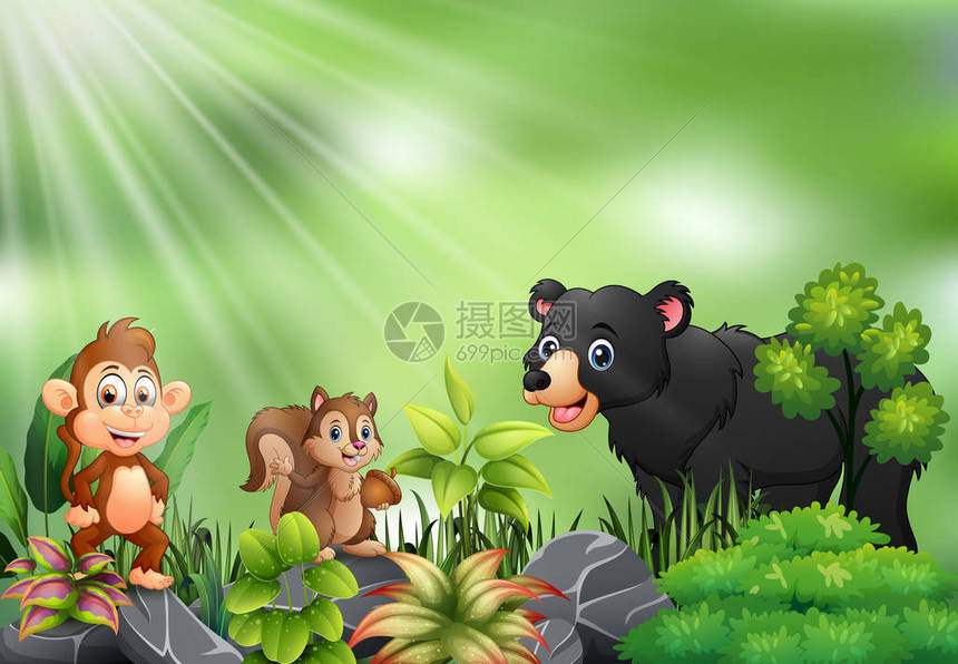 野生动物动画片自然场景插画图片下载-正版图片402413091-摄图网