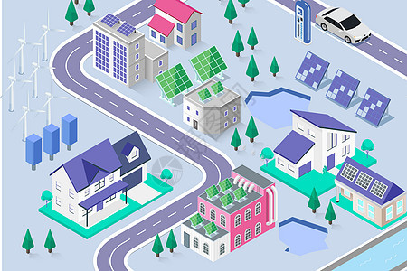 2.5D新能源充电站插画图片下载-正版图片402417424-摄图网