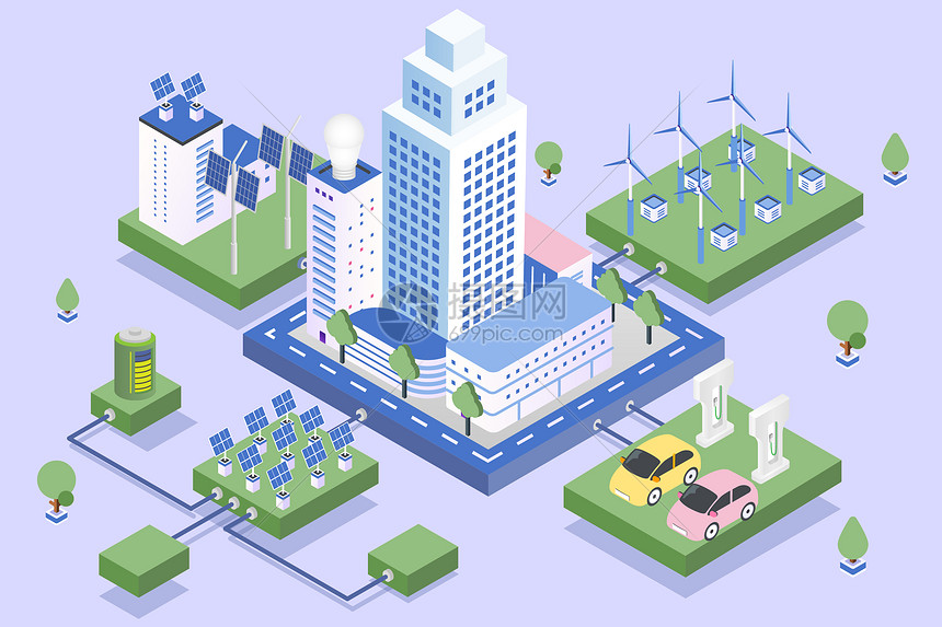 2.5D新能源环保城市插画图片下载-正版图片402414749-摄图网
