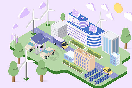 2.5D新能源充电站插画图片下载-正版图片402417424-摄图网