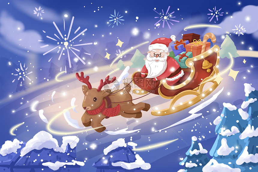 圣诞节日冬季可爱圣诞老人插画图片下载-正版图片402415247-摄图网