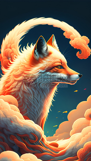 云端火狐插画图片下载-正版图片402432654-摄图网