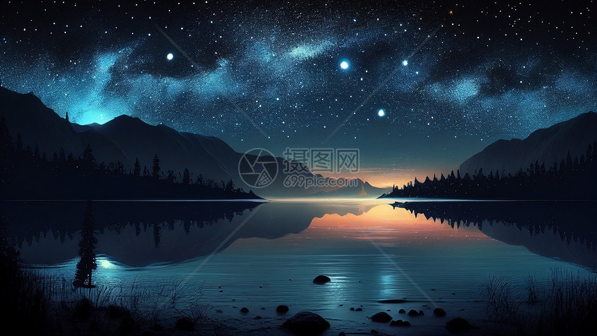 夜晚星空插画图片下载-正版图片402435485-摄图网