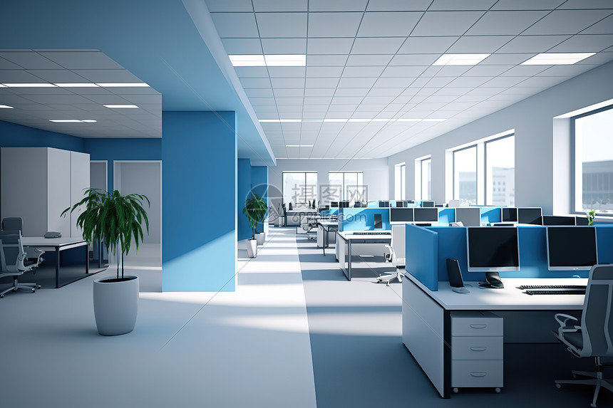 蓝白办公室高清图片下载-正版图片402437983-摄图网